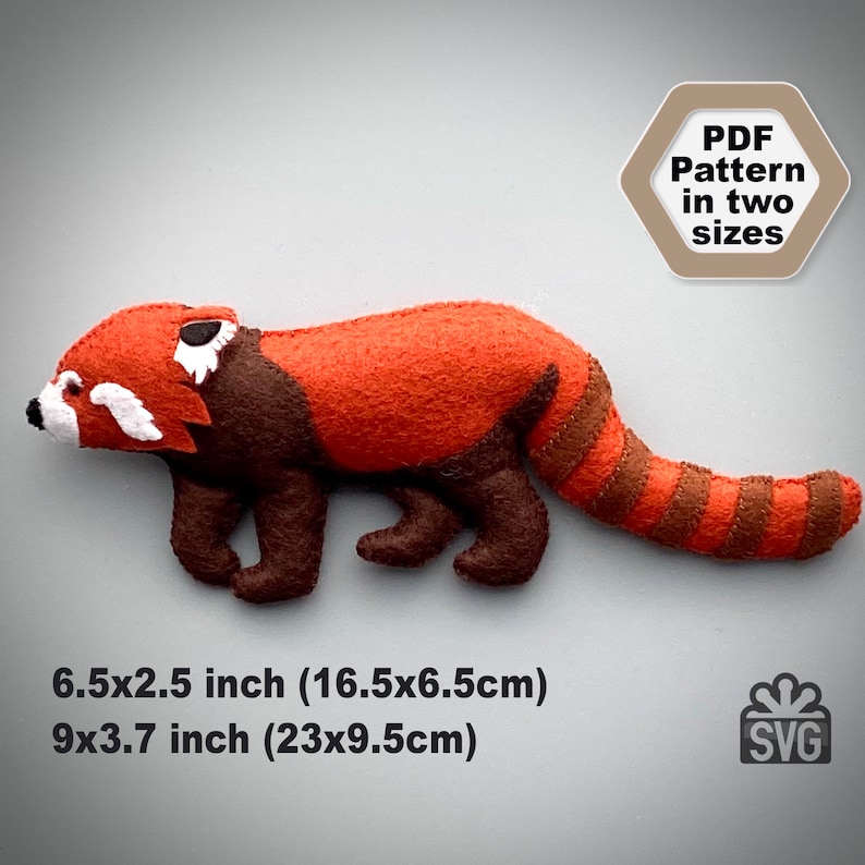 Red Panda Sewing Pattern PDF and SVG. Felt Animals Pattern. Felt Toys ...