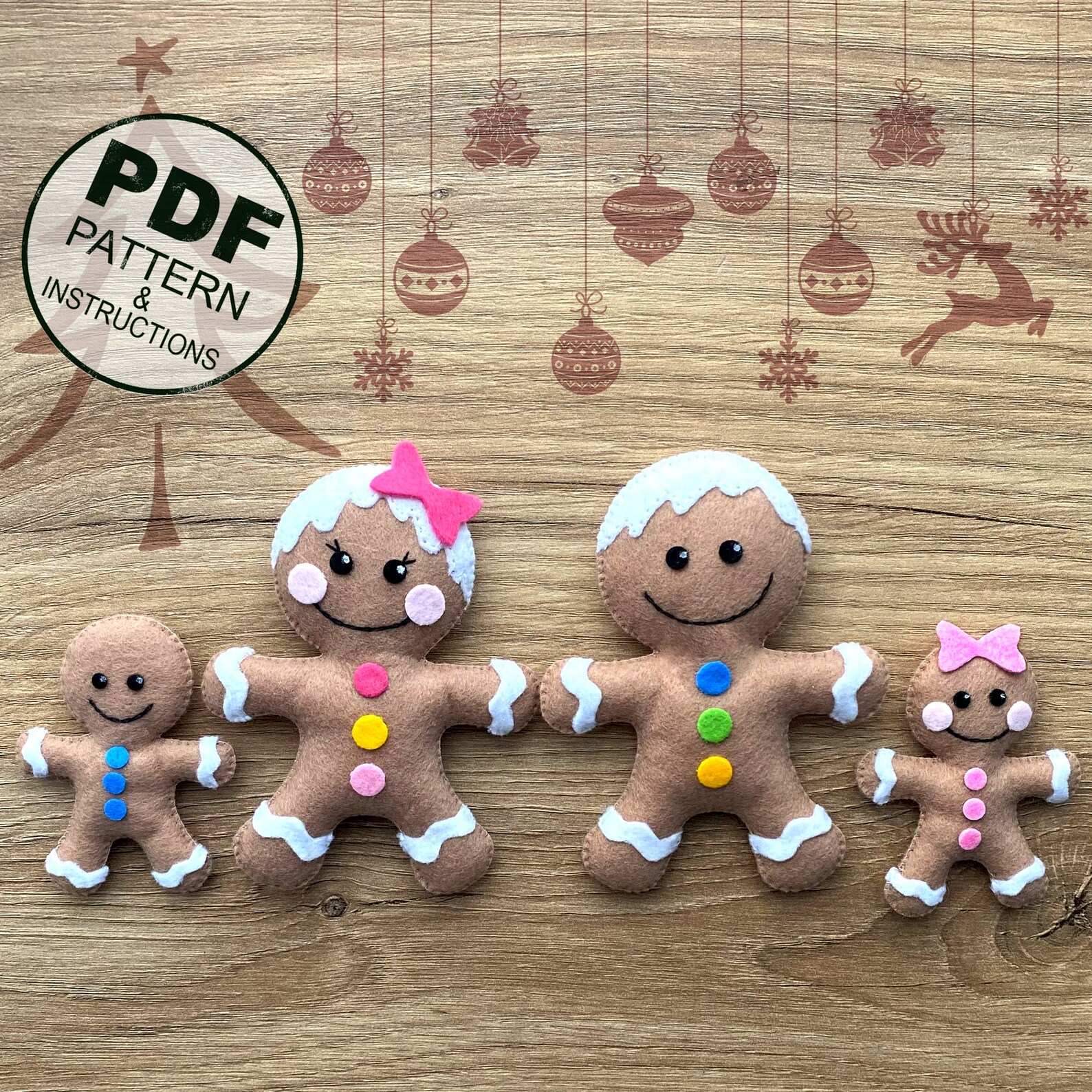 Felt Christmas Gingerbread Cookies Pattern (PDF) - Etsy