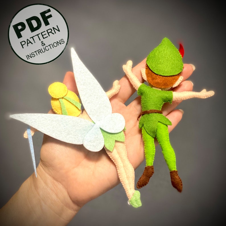 Felt Peter Pan & Tinker Bell Sewing Pattern, Fairy Tale DIY (PDF ...