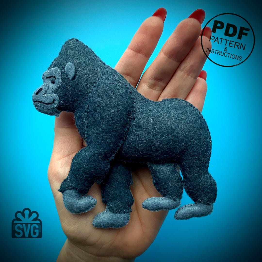 Felt Gorilla Sewing PDF Pattern and SVG. Monkey Pattern. Stuffed ...