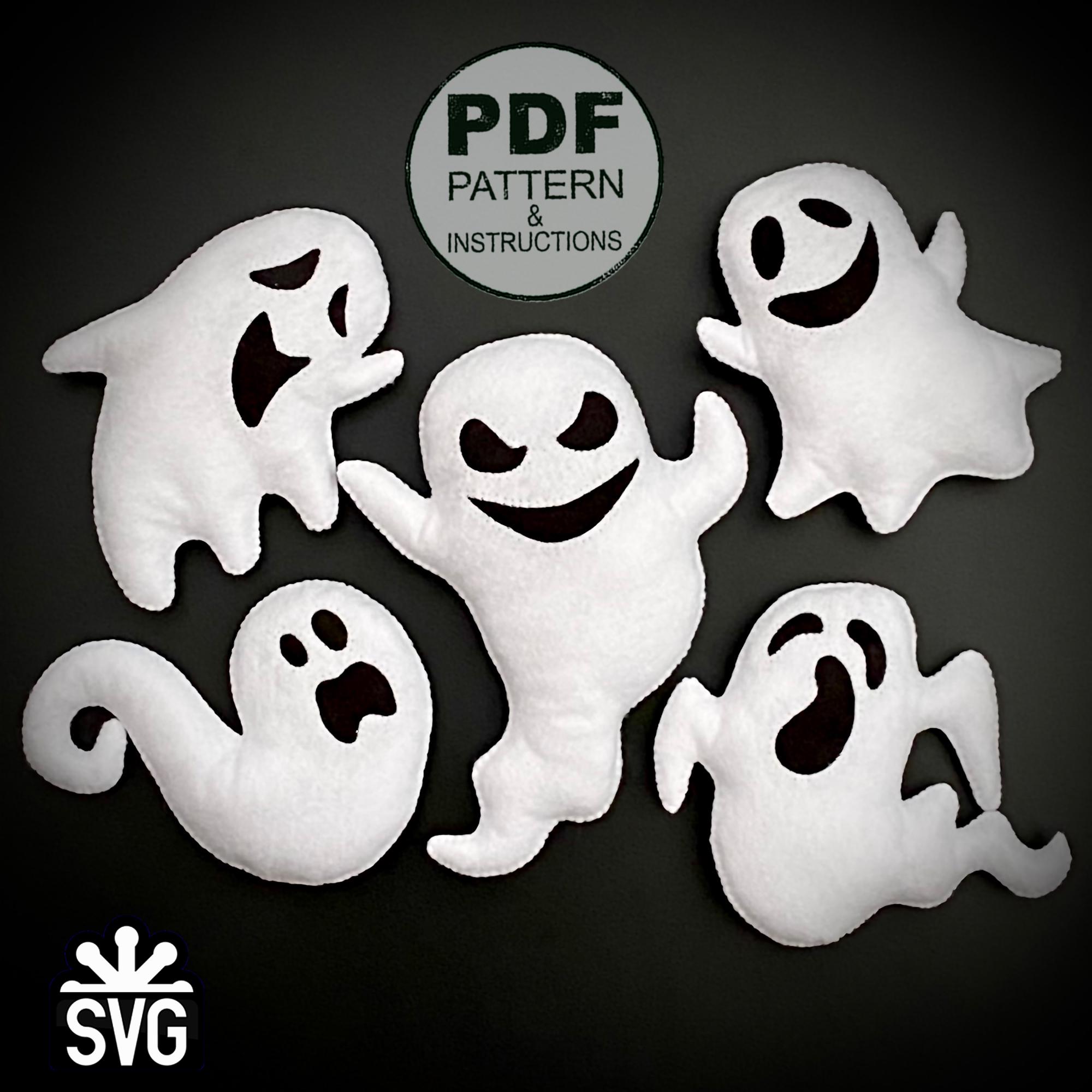 Halloween Felt Sewing Pattern PDF and SVG. Felt Ghosts Easy Pattern ...