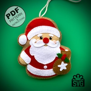 Felt Christmas Ornaments Sewing Pattern PDF and SVG. Felt Gingerbread ...