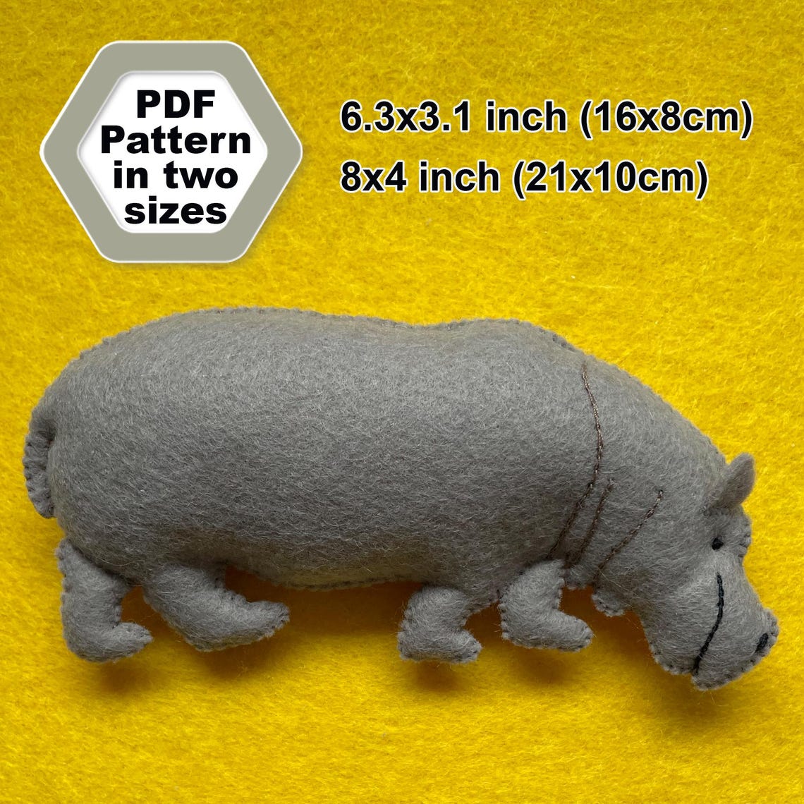 Felt Hippo Sewing Pattern and Tutorial (PDF and SVG) - Etsy