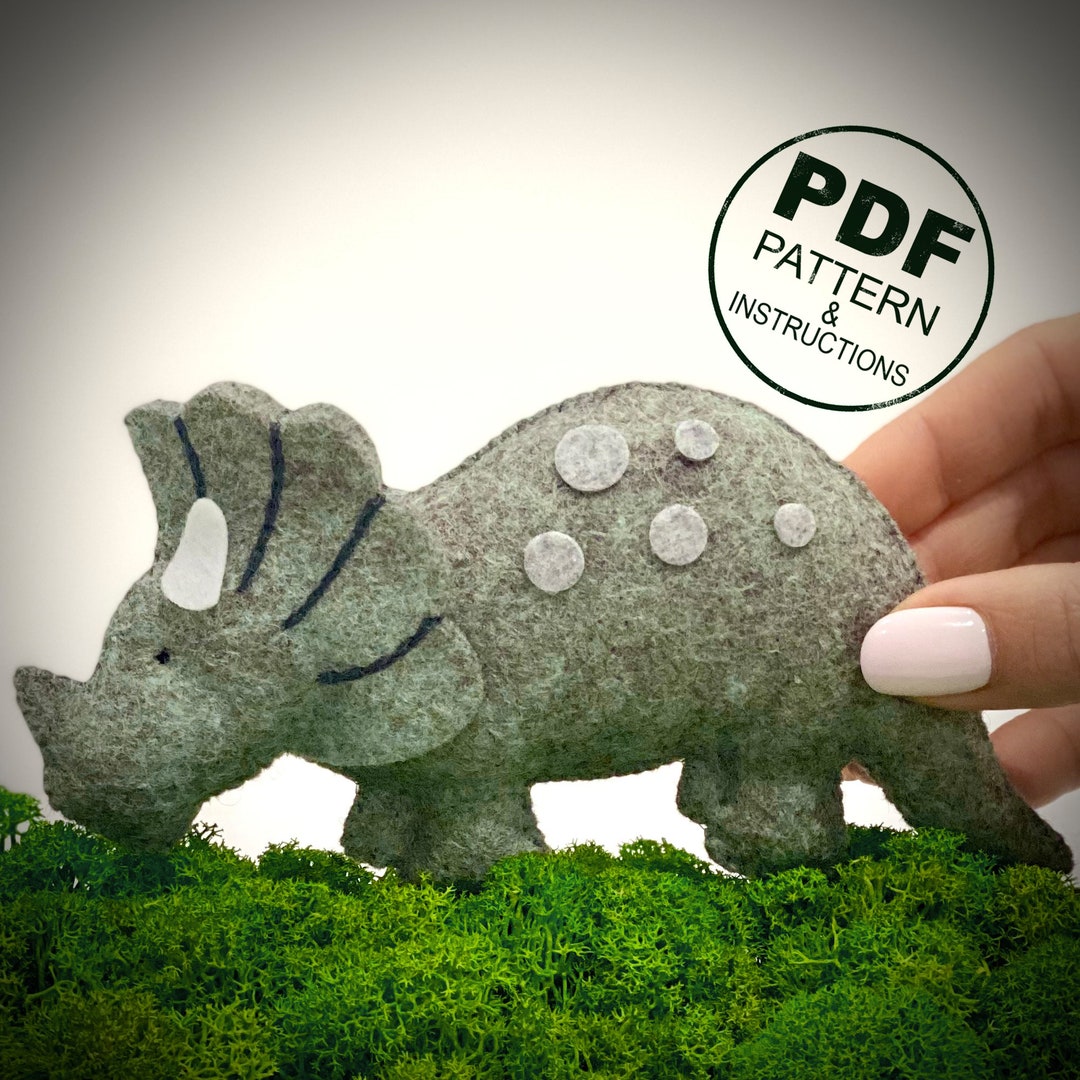 Dinosaur Sewing Pattern PDF. Felt Triceratops Sewing Pattern. DIY Felt ...