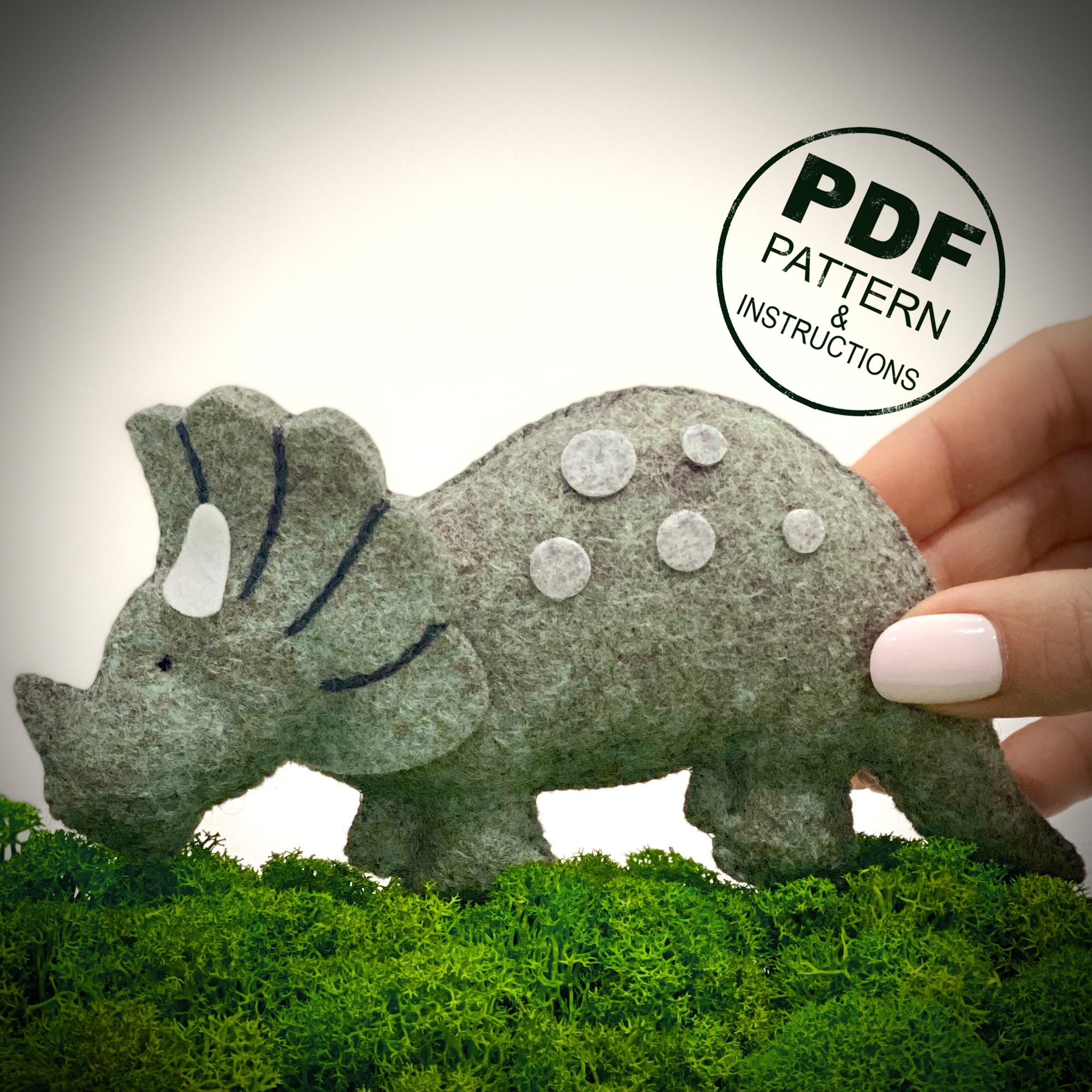 Dinosaur Sewing Pattern PDF. Felt Triceratops Sewing Pattern. DIY Felt ...