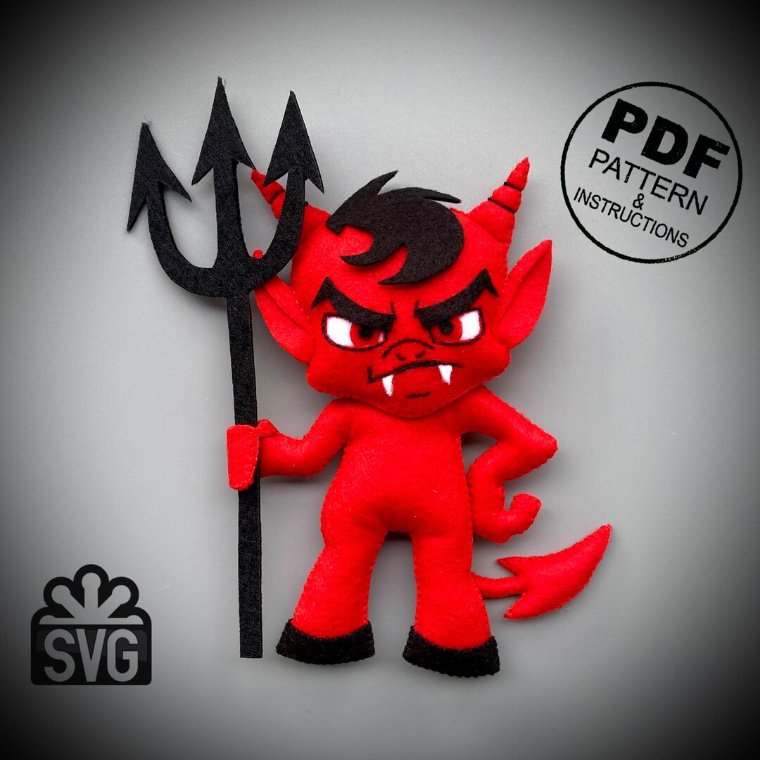 Felt Devil Sewing Pattern PDF and SVG. Halloween Ornament. Little Devil ...