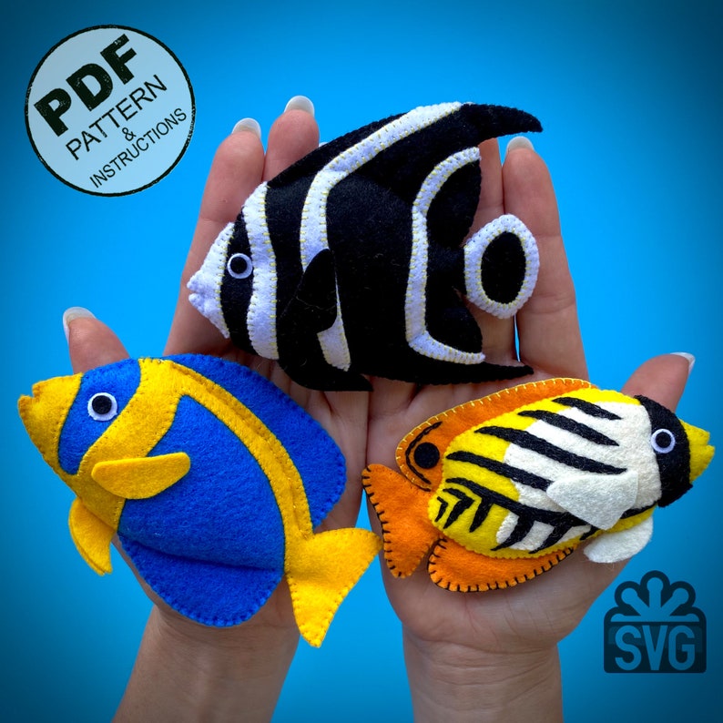 Felt Fish Sewing Pattern PDF and SVG. Coral Fish. Reef Fish. Tropical ...