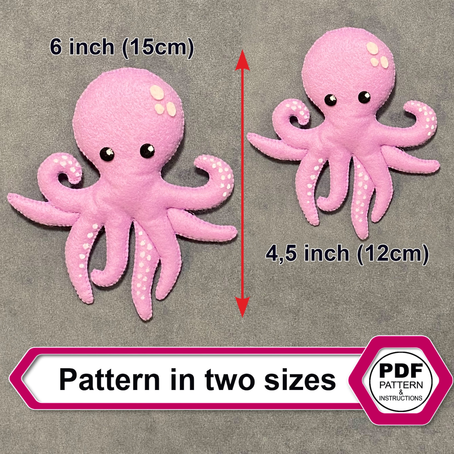 Octopus Sewing Pattern PDF. Ocean Animals Pattern. Coastal Felt Toys ...