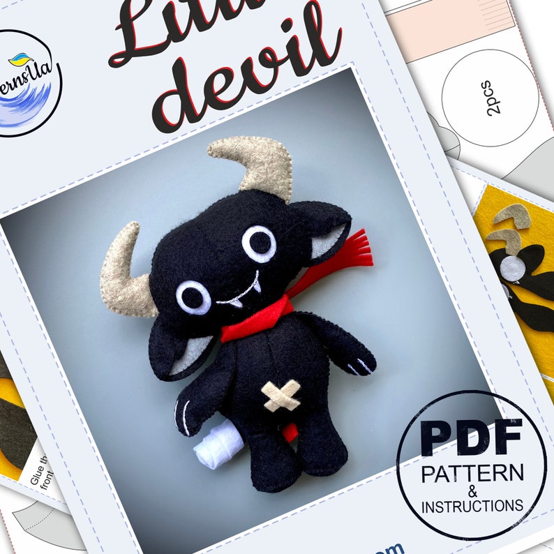 Felt Little Devil Sewing Pattern (PDF & SVG) - Etsy