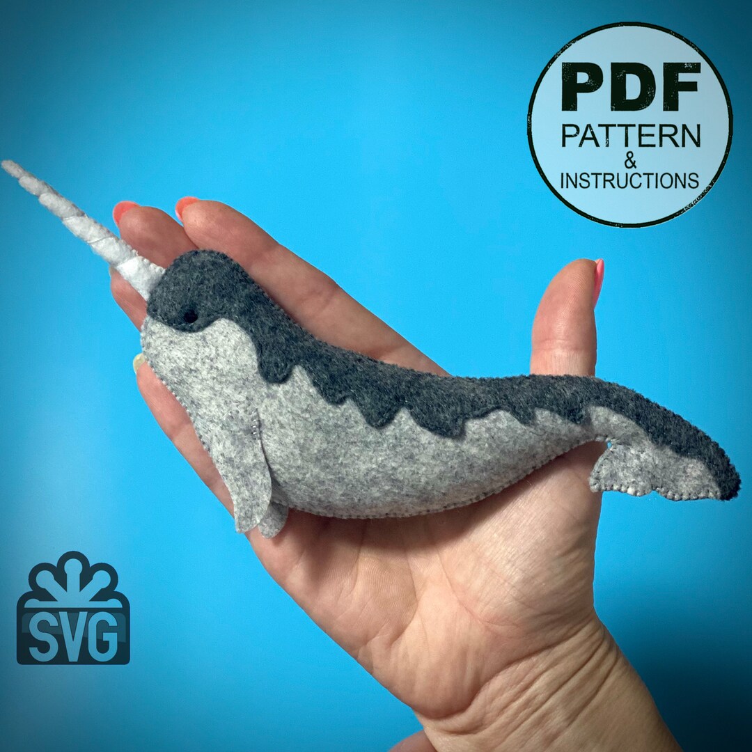 Narwhal Sewing Pattern PDF and SVG. Ocean Animals Pattern. Narwhal ...