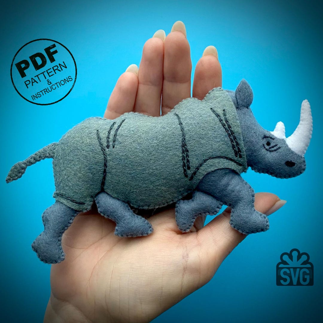Felt Rhino Sewing PDF Pattern and SVG. Safari Pattern. Rhinoceros ...