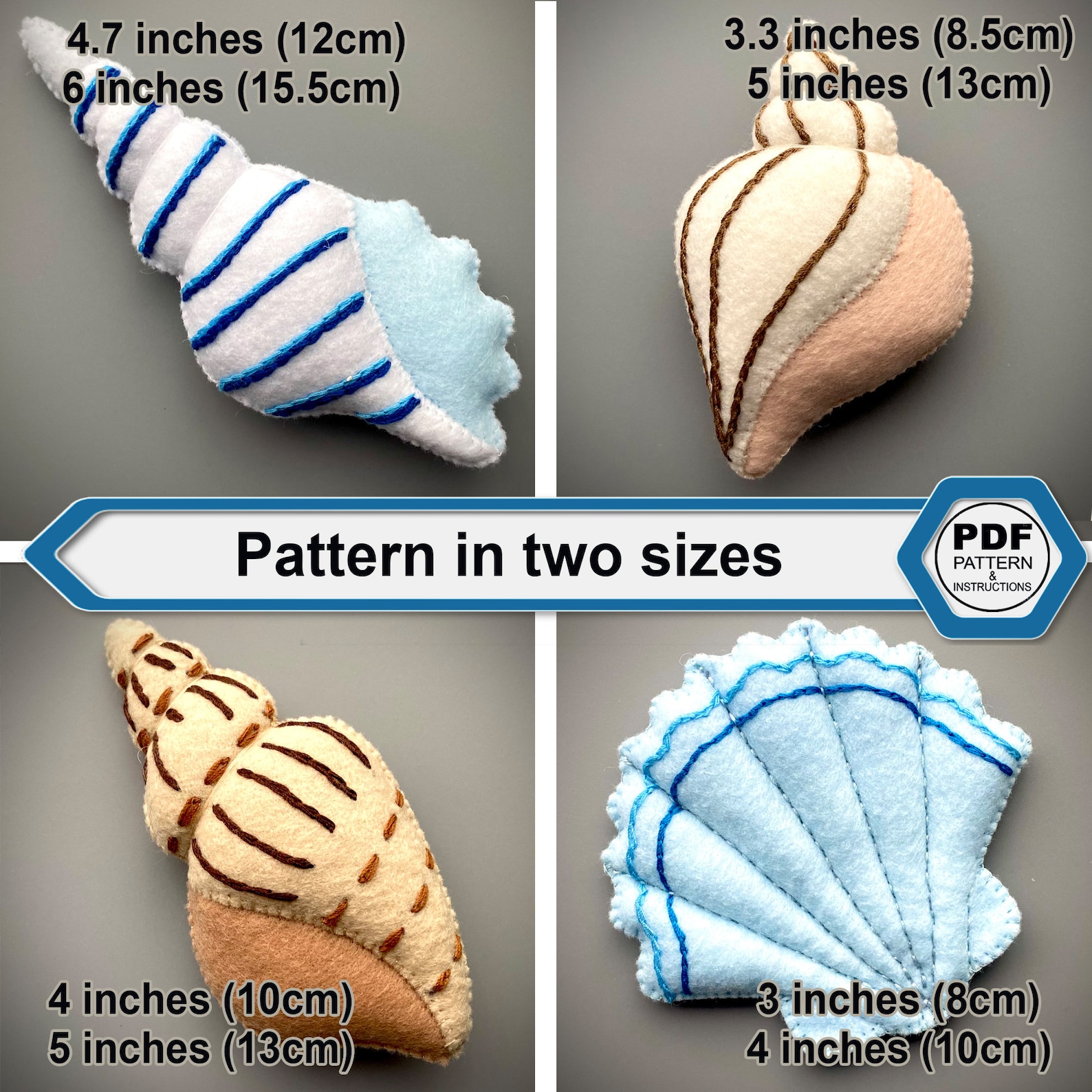 Seastars, Seashells, Seaweed Sewing Pattern PDF. Felt Ocean Decor Easy ...