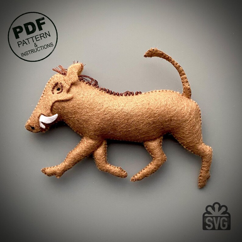 Felt Warthog Sewing Pattern, Stuffed Animal DIY (PDF & SVG) - Etsy UK