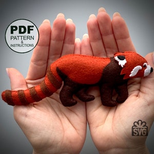 Red Panda Sewing Pattern PDF and SVG. Felt Animals Pattern. Felt Toys ...