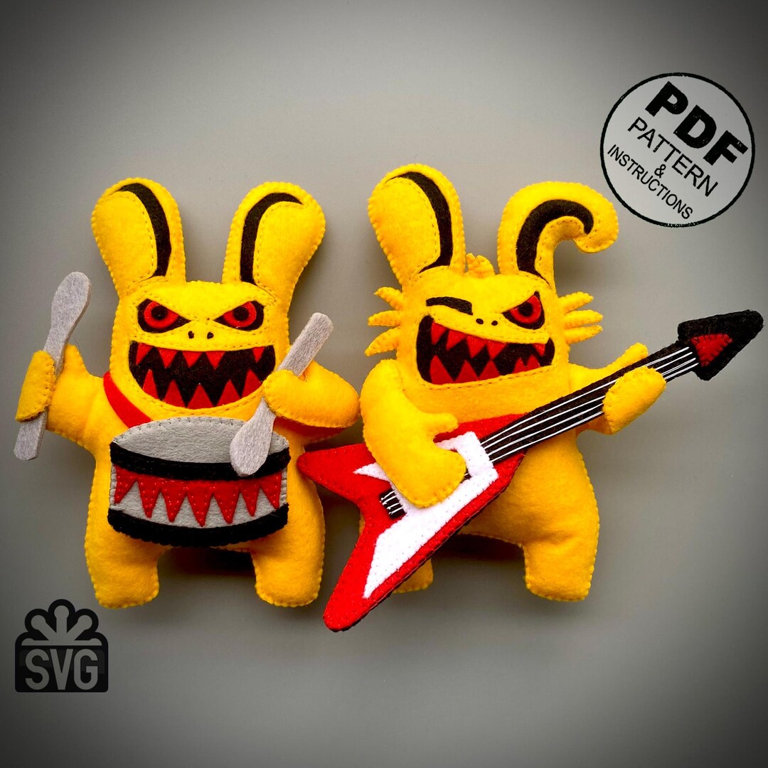 Hard Rock Bunny Rabbit Sewing Pattern PDF and SVG. Halloween Ornament ...