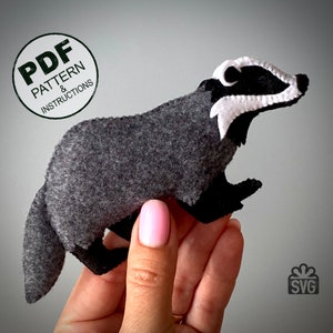 Badger Sewing Pattern PDF and SVG. Stuffed Badger Pattern. Felt Animals ...