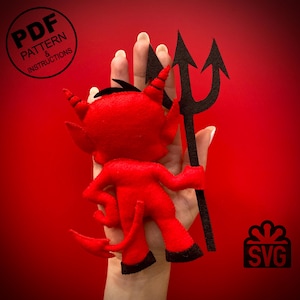 Felt Devil Sewing Pattern PDF and SVG. Halloween Ornament. Little Devil ...