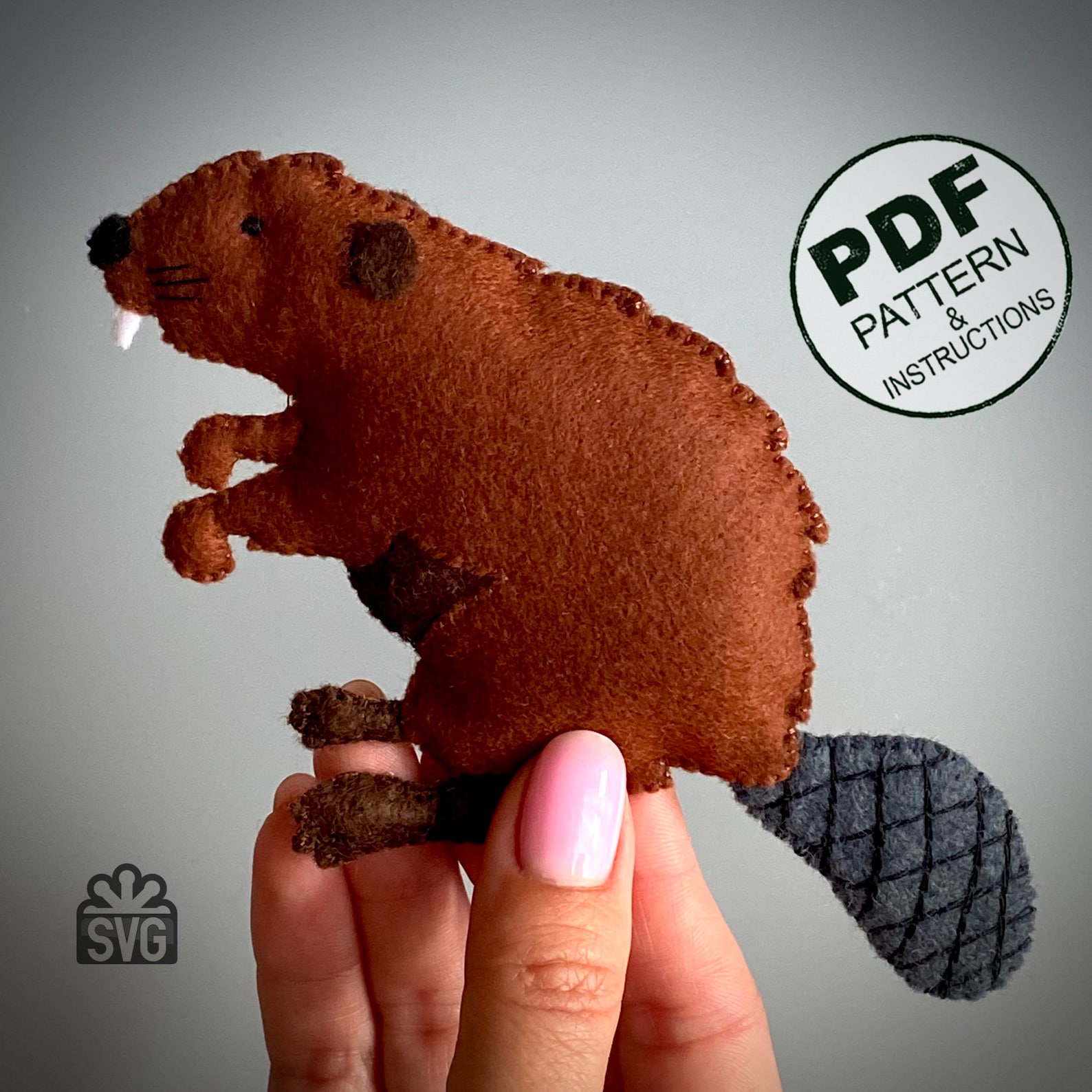 Beaver Sewing Pattern PDF and SVG. Stuffed Beaver Pattern. Felt Animals ...