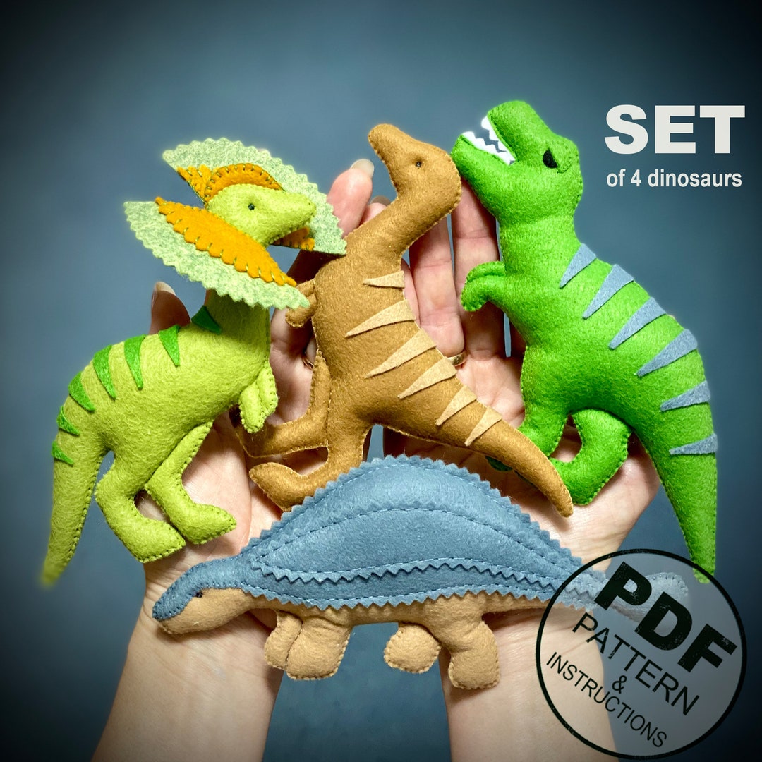 Dinosaurs Sewing Pattern PDF and Tutorial. DIY Felt Dinosaurs SET. Felt ...