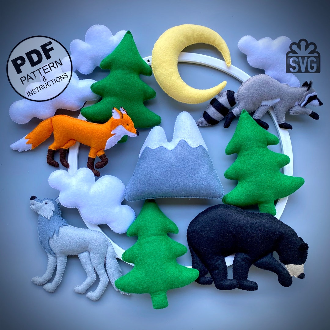 Baby Mobile PDF and SVG Pattern. Step by Step Tutorial. Felt Mobile DIY ...