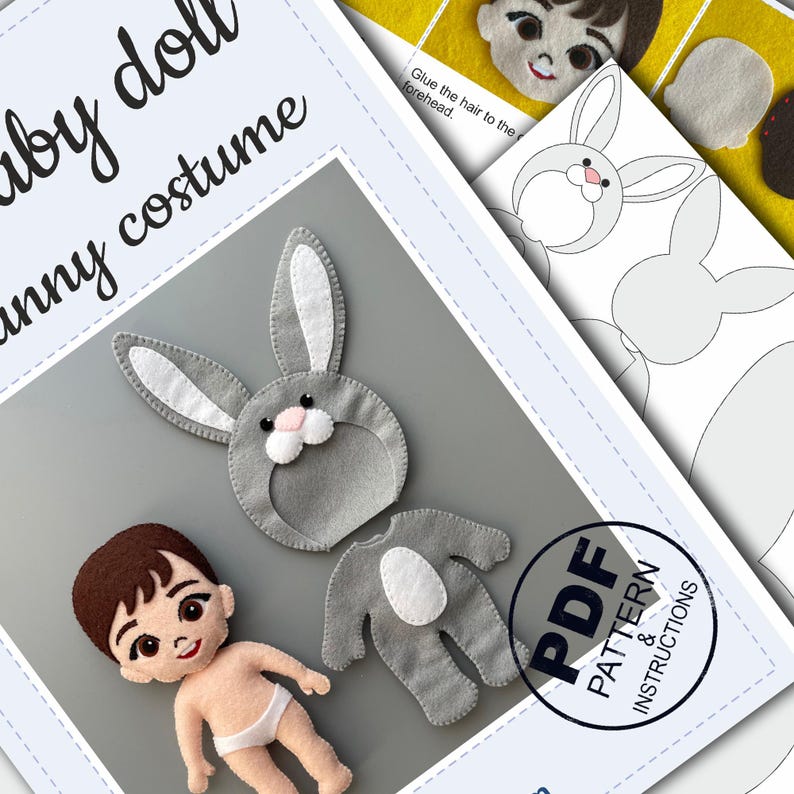 Felt Doll Sewing Pattern, Bunny Costume (PDF & SVG) - Etsy