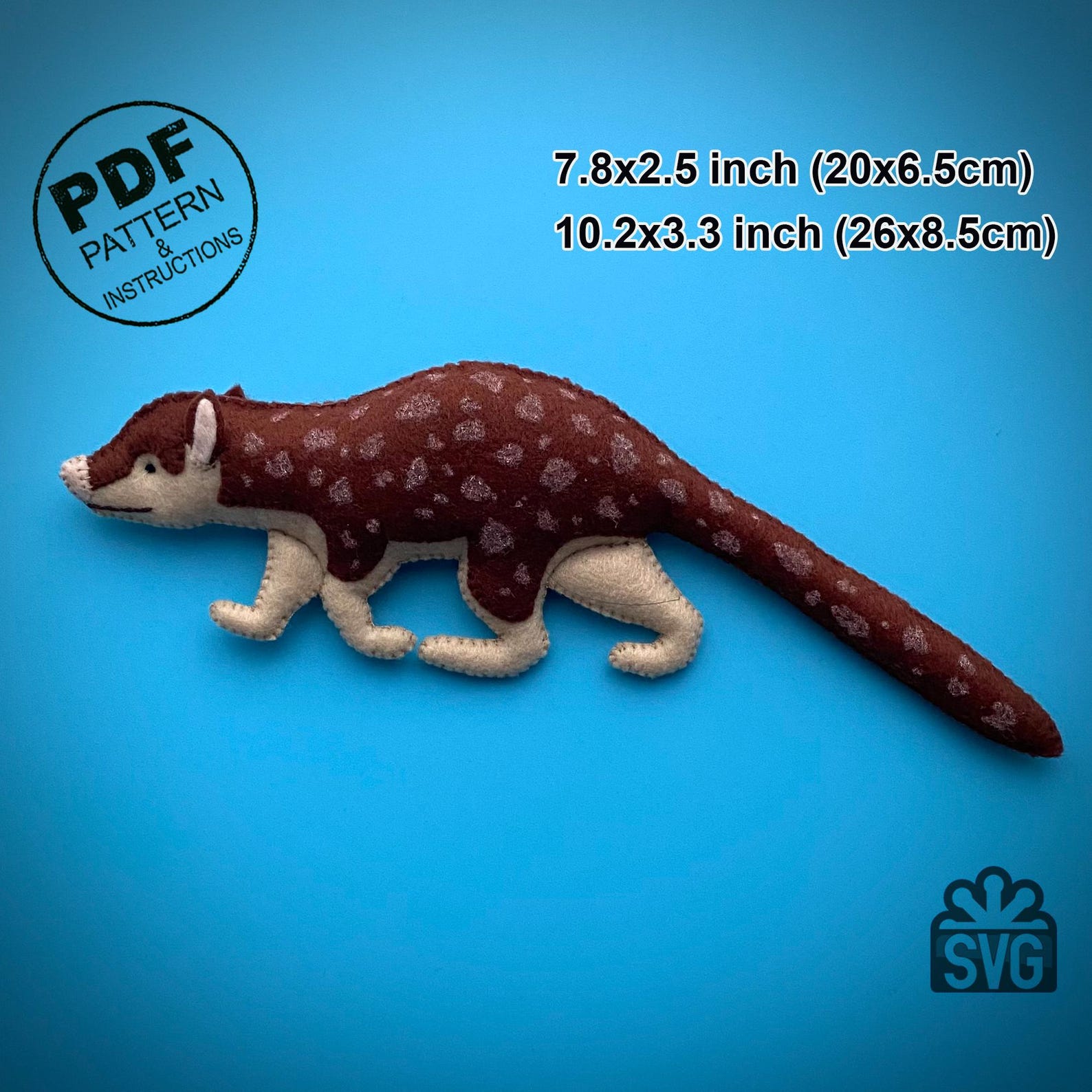 Felt Tiger Quoll Sewing Pattern: Australian Animal Plush Toy (PDF & SVG ...