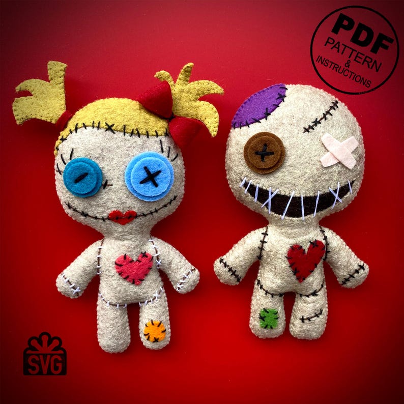 Felt Voodoo Doll Sewing Pattern PDF and SVG. Halloween Ornament. Voodoo ...
