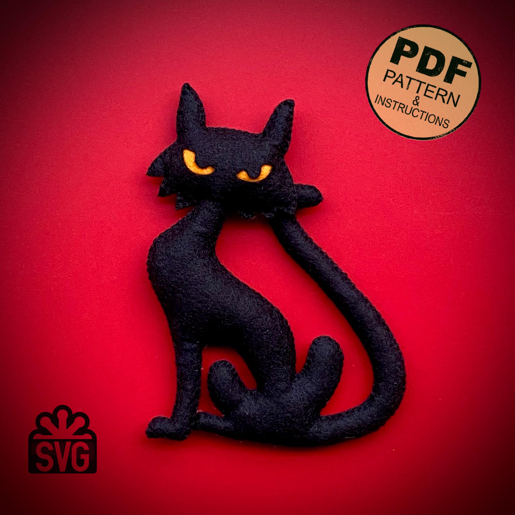Felt Halloween Cats Sewing Pattern PDF, SVG. DIY Halloween Ornaments - Etsy