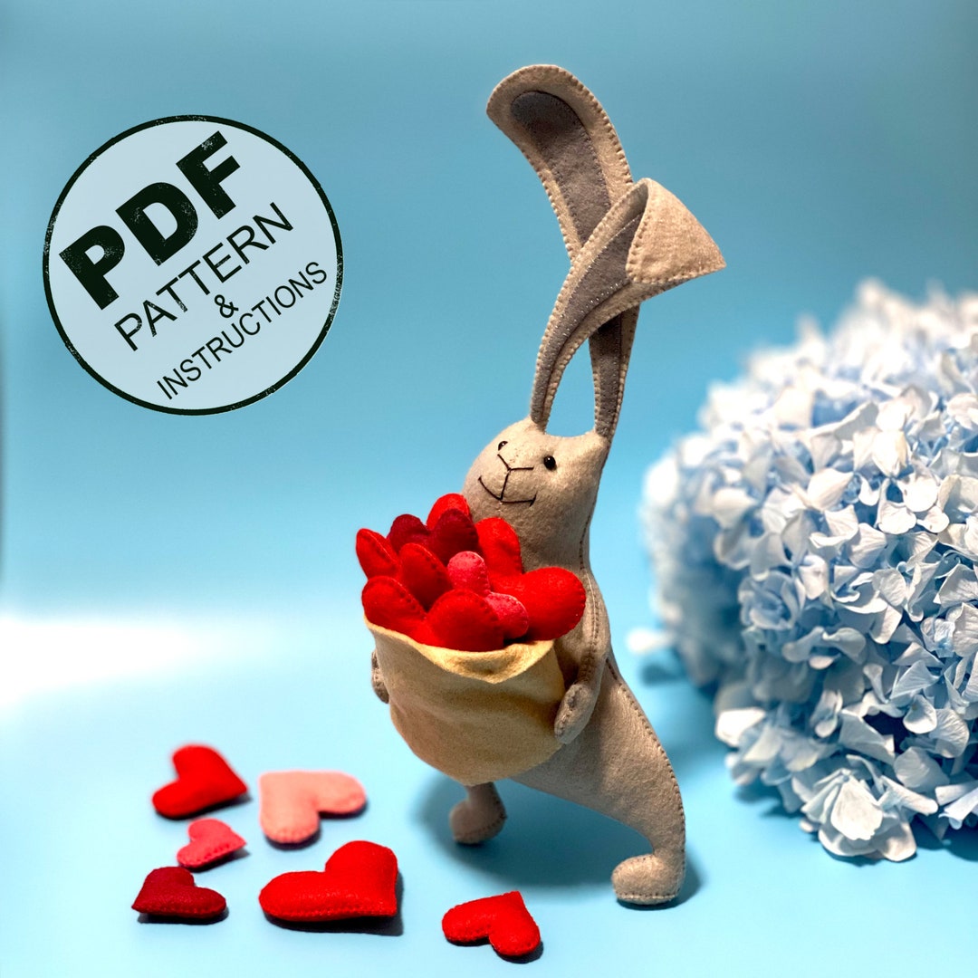 Bunny Rabbit Sewing Pattern PDF. Valentine's Day Felt Toy Pattern ...
