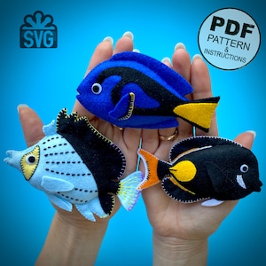 Felt Fish Sewing Pattern PDF and SVG. Coral Fish. Reef Fish. Tropical ...