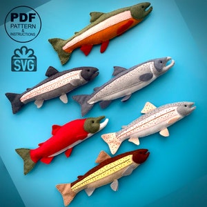 River Fish SET Sewing Pattern PDF and SVG. Fishing Pattern. Salmon ...