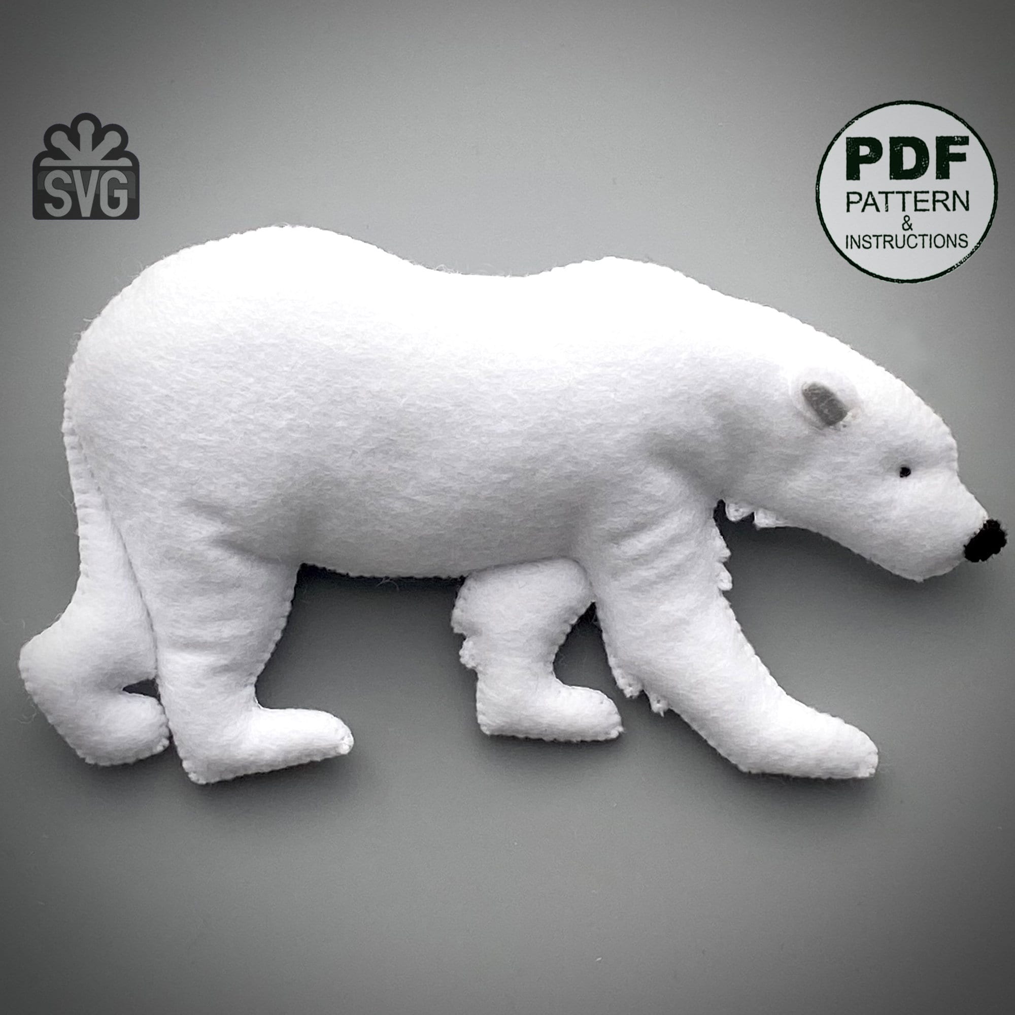 Polar Bear Sewing Pattern PDF and SVG. Felt Animals Pattern. Felt Toys ...