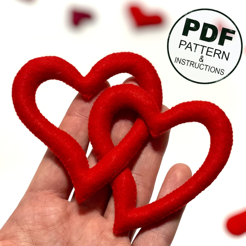 Heart Sewing Pattern PDF. Valentine's Day Felt Love Heart Tutorial Pattern. Heart Love Ornament ...