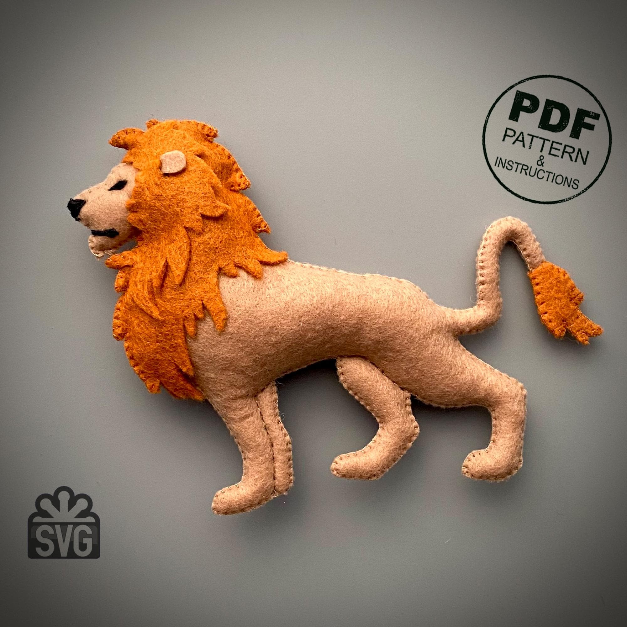Felt Lion Sewing Pattern, DIY Stuffed Animal (PDF & SVG) - Etsy