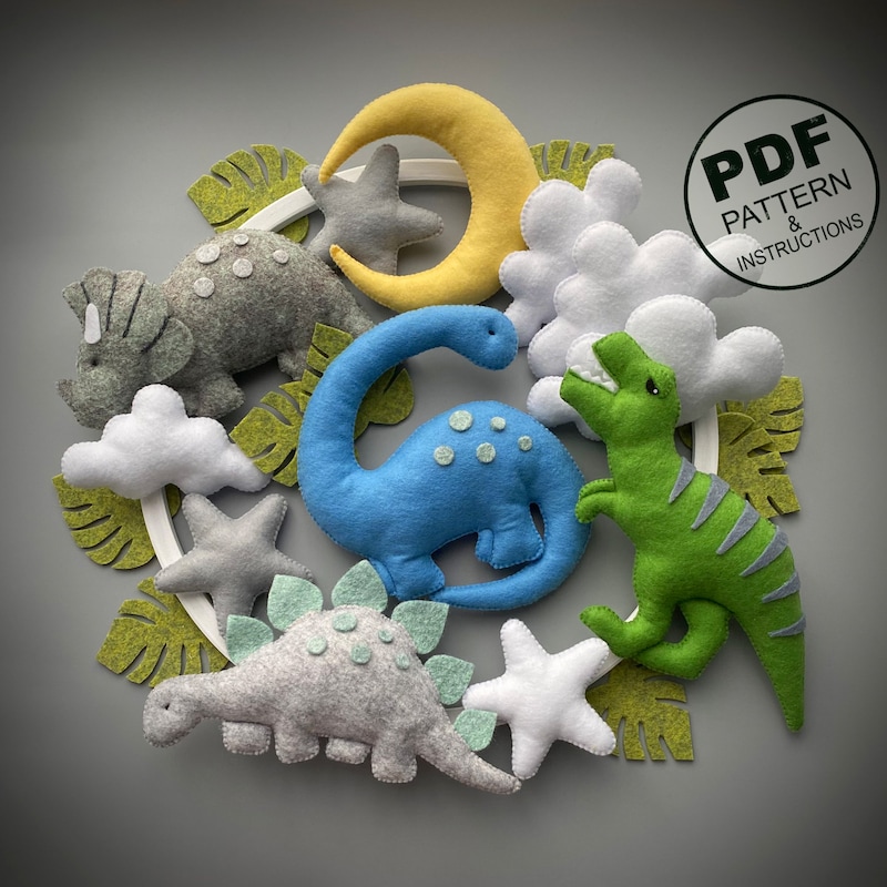 Dinosaur Mobile Template - Etsy UK
