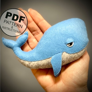 Whale Sewing Pattern PDF. Felt Sperm Whale Easy Beginner Pattern. Felt ...