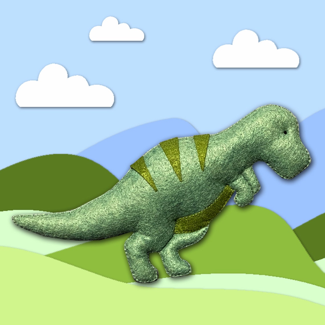Felt T-rex Sewing Pattern, Dinosaur Plush Ornament (PDF Pattern) - Etsy
