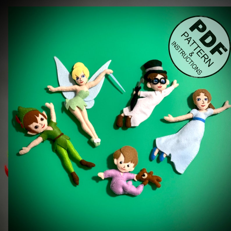 Peter Pan Sewing Pattern PDF. Tinker Bell, Wendy Darling, Michael, John Darling, Peter Pan ...