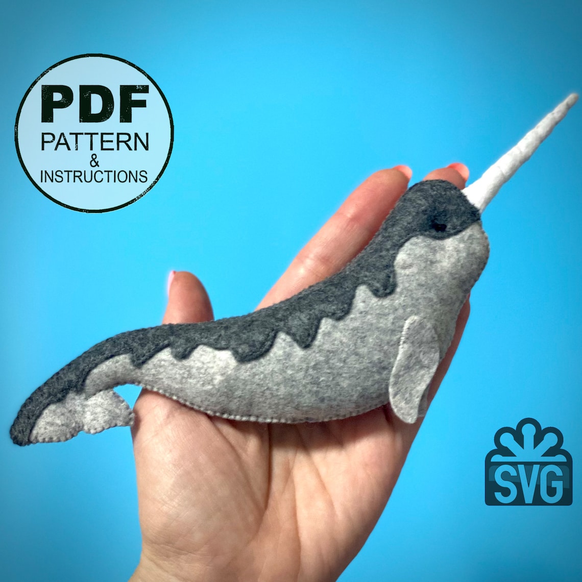 Narwhal Sewing Pattern PDF and SVG. Ocean Animals Pattern. Narwhal ...