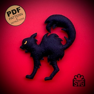 Felt Cats Sewing Pattern PDF and SVG. Halloween Ornament Pattern ...