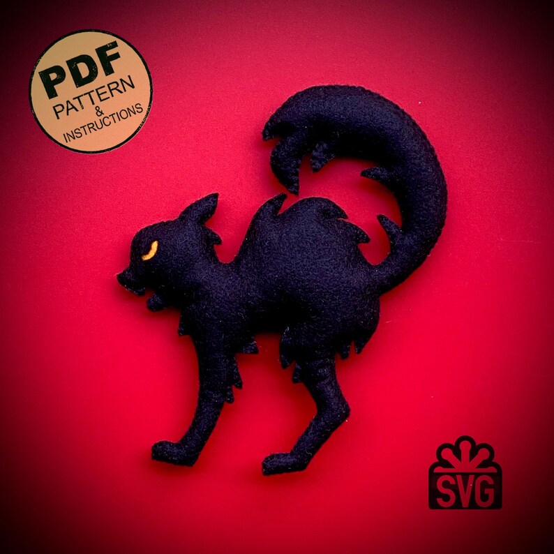 Felt Halloween Cats Sewing Pattern PDF, SVG. DIY Halloween Ornaments - Etsy