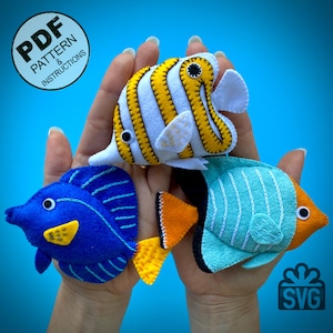 Felt Fish Sewing Pattern PDF and SVG. Coral Fish. Reef Fish. Tropical ...