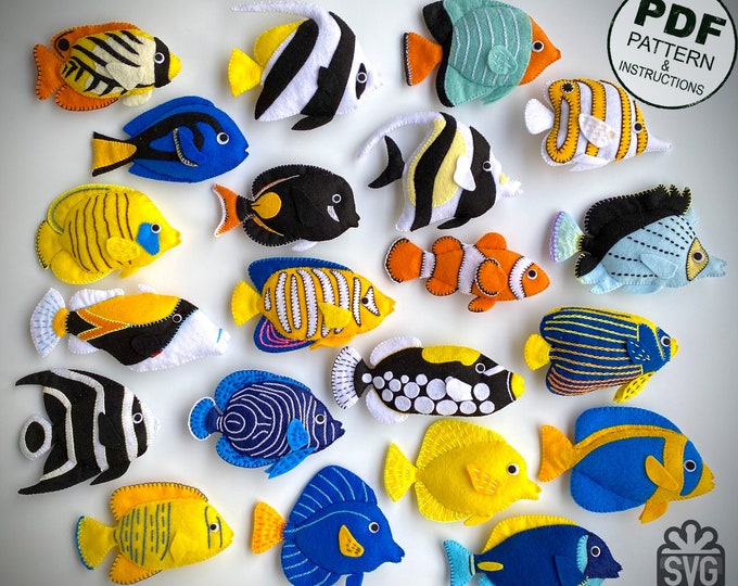 Wool Felt Fish Little Appliqué Patch Ornament Ornie Felt Embroidered ...
