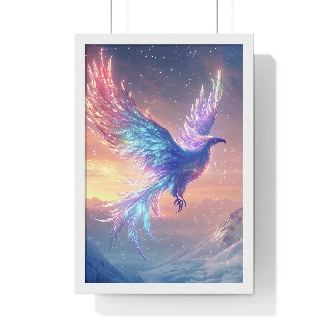 Fantasy Frost Phoenix Vertical Framed Poster, Wall Art, Home Decor ...