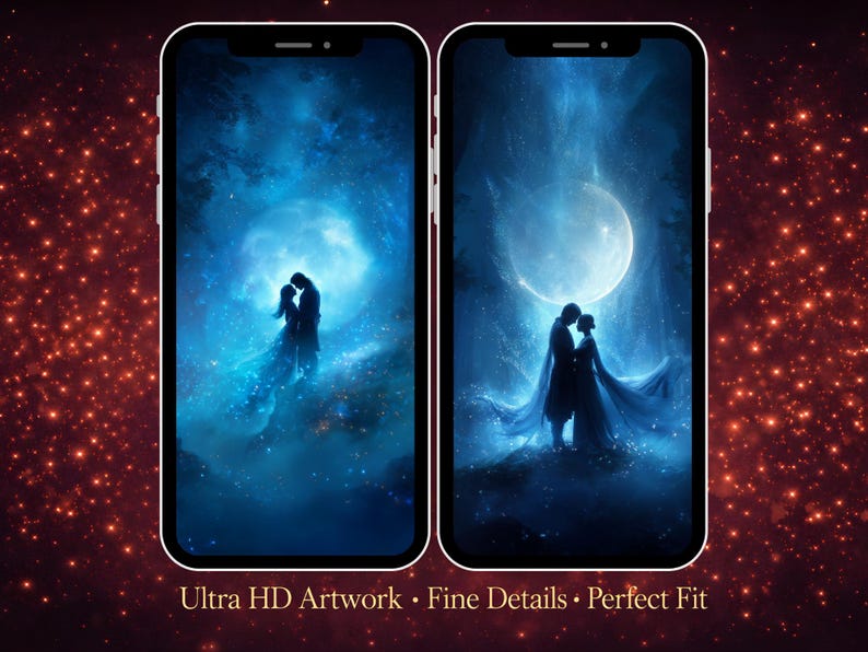 Full Moon Phone Wallpaper | Moonlit Fantasy Couple | Dark Romance Lock ...