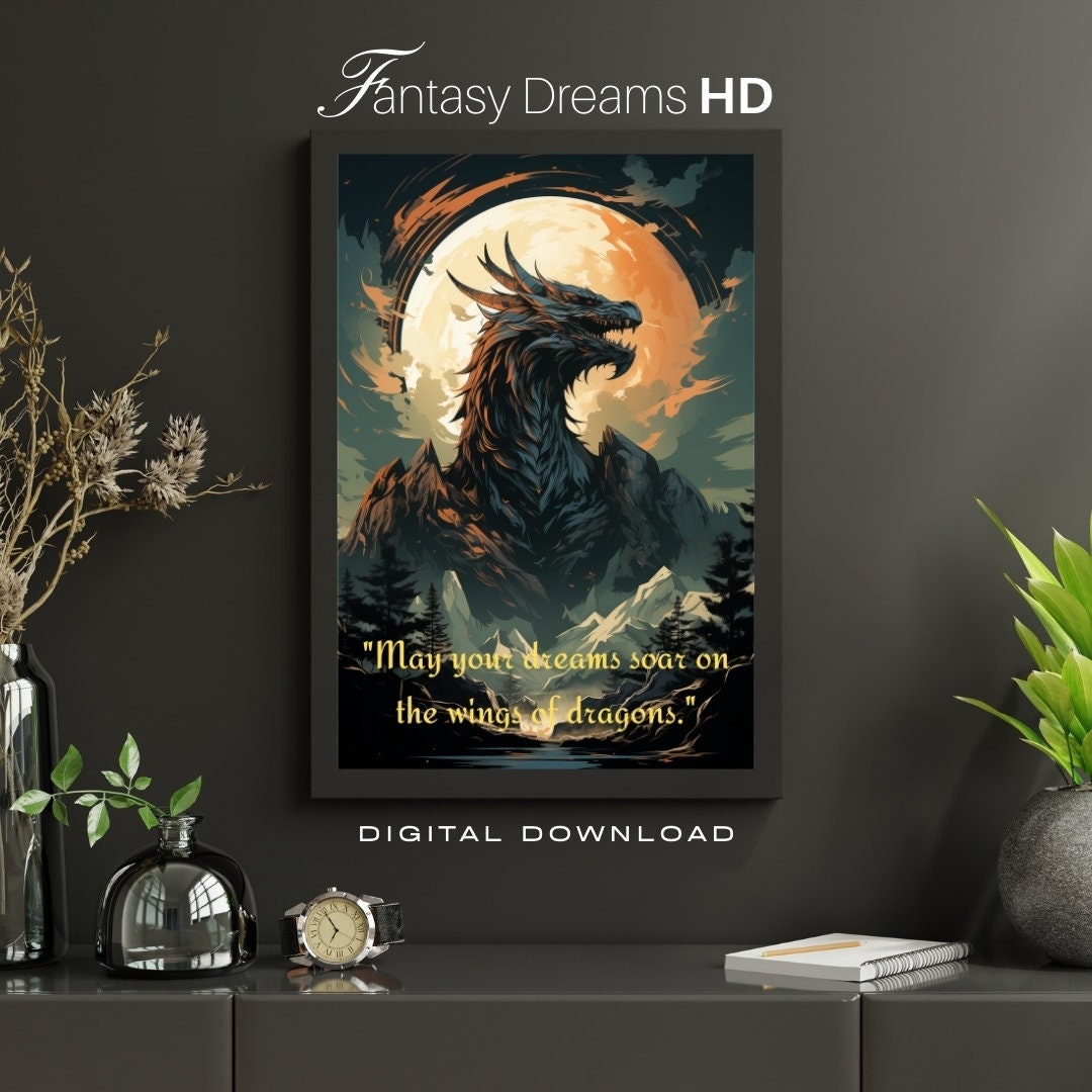 Home Decor | Dragons Inspirational Art | Wall Poster Art | Motivational ...