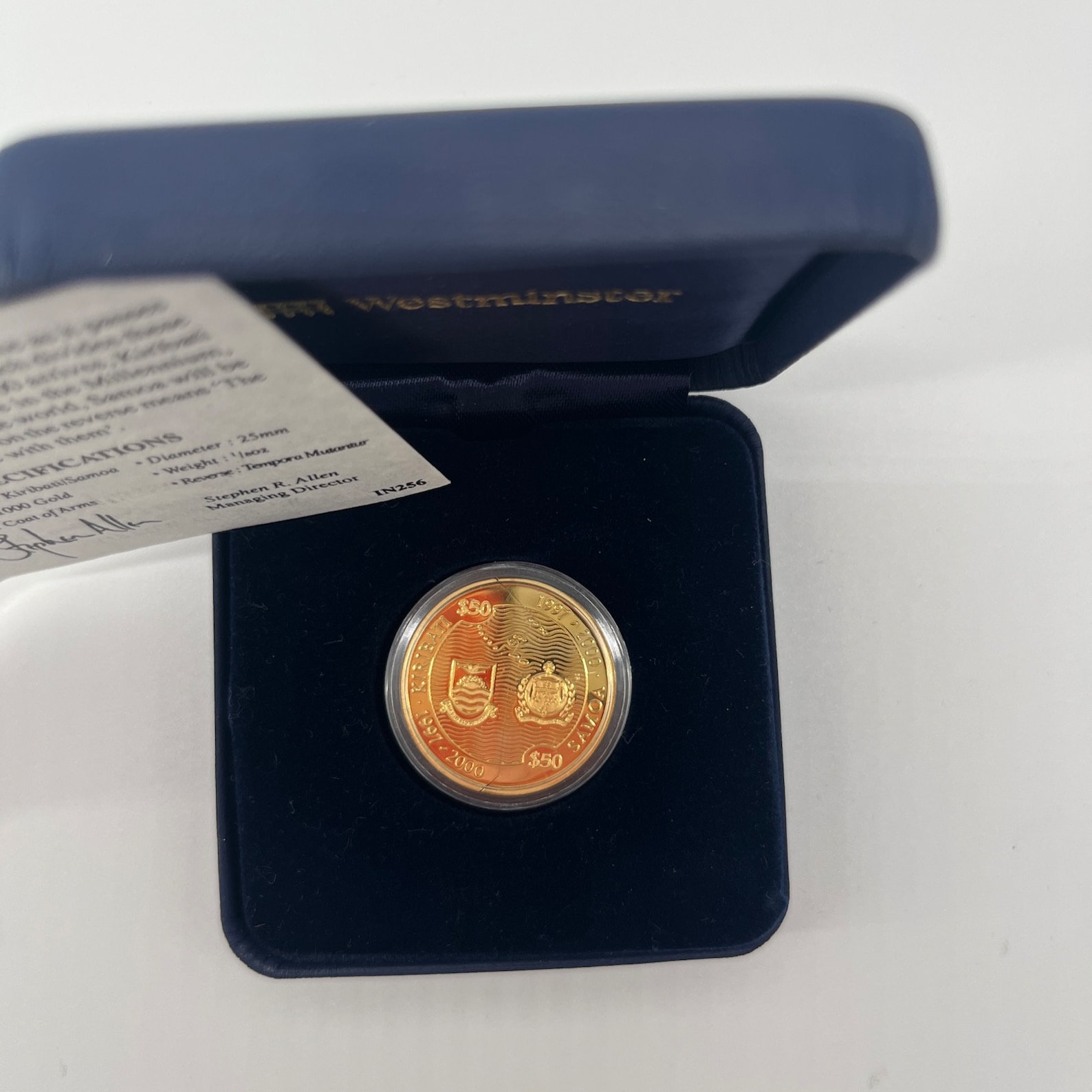 Kiribati and Samoa Millennium Gold Proof Coin 1998 With Certificate ...