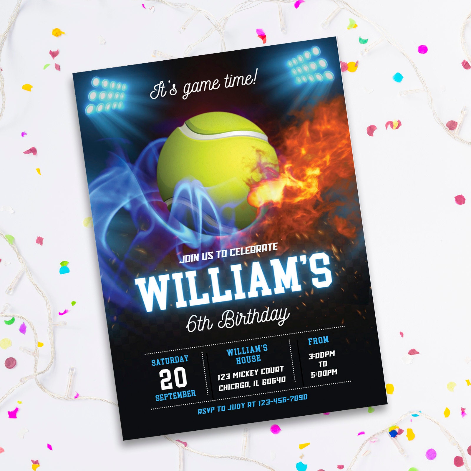 Editable Tennis Birthday Invitation, Tennis Birthday Party Invitation ...