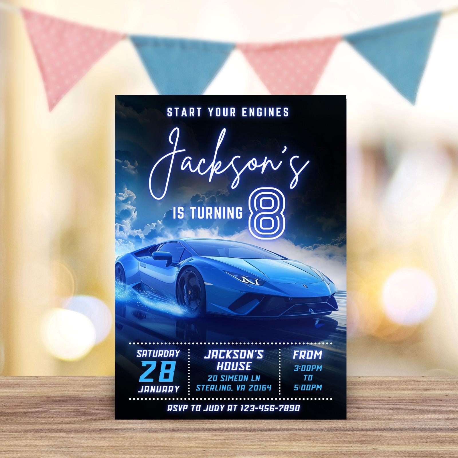 Editable Race Car Invitation Birthday Kids Party Invite Sport Car ...