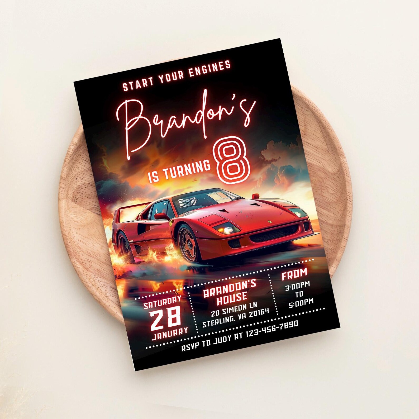 Editable Race Car Invitation Birthday Kids Party Invite Sport Car ...